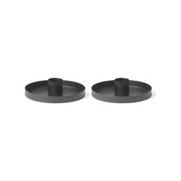 2X Stabkerzenhalter rund Metall Durchmesser 14cm matt SCHWARZ Kerzenhalter Tafelkerzen Candle Holder Kerzenpick Adventskranz scandic chic Kerzenteller Dekoschale Weihnachtsdekoration