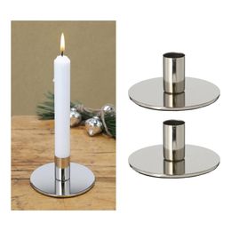 2er-Set Stabkerzenhalter Metall Silber 10x5cm Vintage Kerzenhalter Retro Home Deko weihnachtliche Tischdeko Kerzenst&auml;nder Kerzenpin scandic chic Wohnzimmerdekoration Dekoschale
