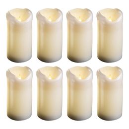 8X gro&szlig;e LED Stumpenkerze mit Timer - 7 ,5cm Durchmesser 15cm H&ouml;he - 2 AA Batterien n&ouml;tig LED Echtwachskerze mit Flackereffekt flammenlose Stumpenkerze - LED Kerze gro&szlig; Weihnachtsbeleuchtung