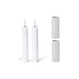 Novaliv 2er-Set Kerzenst&auml;nder magnetisch Stabkerzen Tafelkerzen Weiss 2 ,8x5cm mit LED-Stabkerzen Premium Echtwachskerzen Weihnachten Adventskranzkerzenhalter weihnachtliche Tischdekoration