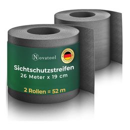 Novatool Premium PP 52m Rollen Nachhaltige Sichtschutzstreifen f&uuml;r Doppelstabmattenzaun Anthrazit f&uuml;r 20 Reihen Stabmattenzaun Sichtschutzstreifen extra stabil UV-Best&auml;ndigkeit Sichtschutz Garten