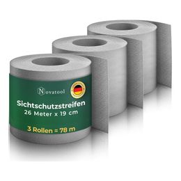 Novatool Premium PP 78m Zaunsichtschutzrollen Fenster Grau f&uuml;r Doppelstabmattenzaun f&uuml;r 30 Reihen Sichtschutzstreifen Zaun Gittermattenzaun Sichtschutzstreifen langlebig & witterungsbest&auml;ndig