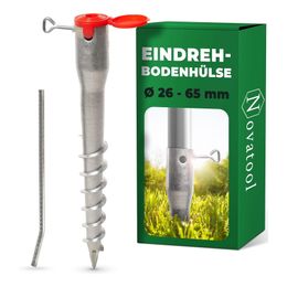 Novatool Eindrehbodenh&uuml;lsen-Set f&uuml;r Rohre mit &Oslash; 26-65 mm , Bodenh&uuml;lse Sonnenschirm Pfostentr&auml;ger Einschraubh&uuml;lse Boden Schraubh&uuml;lse , Alternativ zu Bodeneinschlagh&uuml;lse Einschlagbodenh&uuml;lse