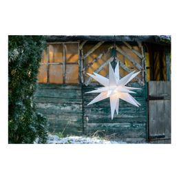 Weihnachtsstern beleuchtet Faltstern 55cm Dekostern Weiss hochwertiger Kunststoffstern f&uuml;r Gl&uuml;hbirne mit Timer Funktion 3D Stern 18 Zackig Leuchtstern Weihnachtslicht Winterbeleuchtung