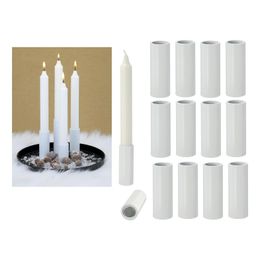 12x Stabkerzenhalter magnetisch Weiss 2 ,8x5cm Wohnzimmerdeko Weihnachten Dekotablett Stabkerzen Tischdekoration Adventskranz Candle Holder Kerzenst&auml;nder Magnet Kerzenhalter Tafelkerzen