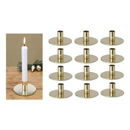 12x Stabkerzenhalter Adventskranz Gold 10x5cm Tafelkerzenhalter modern scandic chic Kerzenst&auml;nder Weihnachten Tischdekoraion Kerzen Kerzendorn Wohnzimmer Candle Holder Vintage