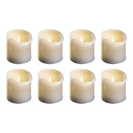 8x mittlere LED Stumpenkerze mit Timer - 7 ,5cm Durchmesser 12 ,5cm H&ouml;he - 2 AA Batterien n&ouml;tig LED Echtwachskerze mit Flackereffekt flammenlose Stumpenkerze - LED Kerze schmal Weihnachtsbeleuchtung
