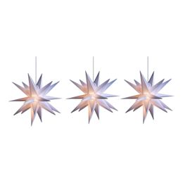 3X Weihnachtssterne beleuchtet LED Dekostern 55cm Weiss hochwertige Kunststoffsterne mit Timer Funktion 3D Stern 18 Zackig Leuchtsterne Faltstern Weihnachtslichter Winterbeleuchtung 3D Stern