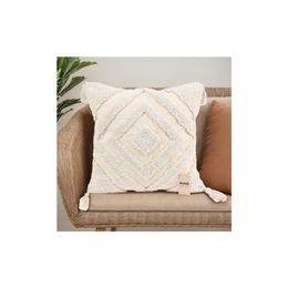 Home Deluxe Getufteter Kissenbezug JARA Raute mit Pompoms - Creme