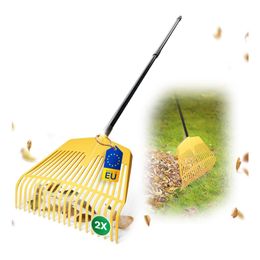 Novatool Laubbesen mit Teleskop-Stiel - 2 in 1 Kombiger&auml;t Laubgabel mit 26 Kunststoff-Zinken , Arbeitsbreite 60cm Laubrechen , Gartenbesen , Rasenrechen , Harke f&uuml;r Gartenabfall Gartenger&auml;t