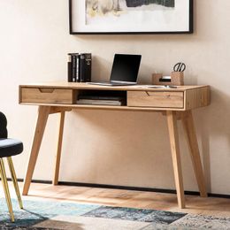 Schreibtisch FineBuy B&uuml;rotisch Eiche 120 cm Computertisch Tisch mit Schubladen