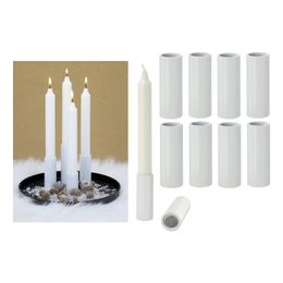 8X Kerzenhalter f&uuml;r Stabkerzen Candle Holder magentisch Weiss 2 ,8x7 ,5cm Wohnzimmerdeko Kerzenst&auml;nder Magnet Tafelkerzen Tischdekoration weihnachtlich scandic chic Kerzent&uuml;lle