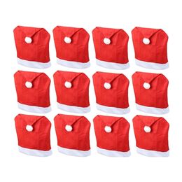 12er Set Stuhlhussen Weihnachten I Rot I Nikolausm&uuml;tze I Stuhlbezug Weihnachten Deko Weihnachtsm&uuml;tze Stuhl&uuml;berzieher Bezug Stuhl