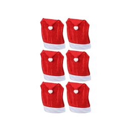 Weihnachten Stuhlhussen 6er Set I Samt I Rot I Nikolausm&uuml;tze I Stuhlbez&uuml;ge Esszimmer Weihnachtsdeko Weihnachtsm&uuml;tze Sessel&uuml;berzug Husse f&uuml;r Schwingstuhl