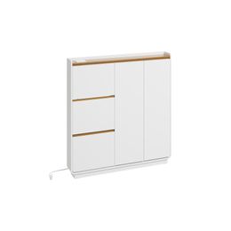 sobuy Schuhschrank, Schuhkipper, Schuhregal mit 5 T&uuml;ren Wei&szlig; 121x15x126cm Nordisch