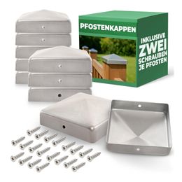 Novatool 10er-Set Pfostenkappen 71x71mm verzinkt mit Schrauben , Pfostenabdeckung Pfostenkappe 7 ,1cm Holzpfosten Zaunpfosten Abdeckung Abdeckkappen Abdeckkappe Zaunkappe Zaunkappen Pfostenschuhe
