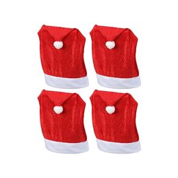 Stuhlhussen 4er Set Schwingstuhl Weihnachten I Samt I Rot I Nikolausm&uuml;tze I Stuhlbezug Weihnachten Deko Weihnachtsm&uuml;tze Stuhlabdeckung Stuhlbezug 4er Set