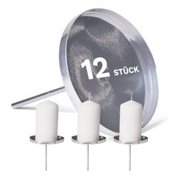 12x Kerzenpin flach ohne Dorn 9cm Silber rund Kerzenpin Weihnachtskranz Kerzenst&auml;nder Adventskranzdeko Kerzenpick Kerzent&uuml;lle Metall rund Adventskranz Adventskerzenhalter Kerzenteller