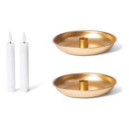 2X Kerzenst&auml;nder 18cm Gold Weihnachten Candler Holder Kerzenhalter Adventskranz Tafelkerzen Stabkerzenhalter modern scandic chic Vintage Kerzenpick Kerzendorn Wohnzimmerdekoration