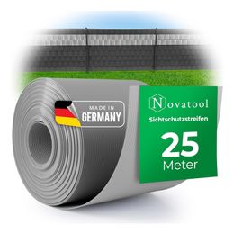 Novatool Premium PP 25m Rolle Sichtschutzstreifen f&uuml;r Doppelstabmattenzaun Fenster GRAU f&uuml;r 10 Reihen Stabmattenzaun Sichtschutzstreifen langlebig & witterungsbest&auml;ndig Zaunelemente Sichtschutz