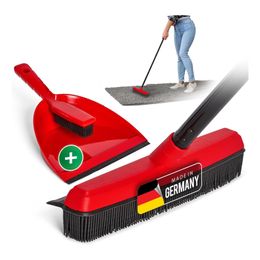 Novaliv Gummibesen mit Stiel zum Stecken & Kehrgarnitur Friseurbesen Set Gummi Noppenbesen Hundehaarentferner Broom Parkett Besen f&uuml;r Drinnen Teppichbesen Bodenabzieher Haushaltsbesen Wunderbesen