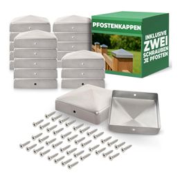 Novatool 20x Pfostenkappen Sparset 71x71mm verzinkt mit Schrauben , Pfostenabdeckung Pfostenkappe 7 ,1cm Holzpfosten Zaunpfosten Abdeckung Abdeckkappen Abdeckkappe Zaunkappe Zaunkappen Pfostenschuhe