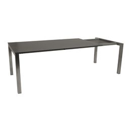 DEGAMO Ausziehtisch SYDNEY 180/240x100cm, Edelstahl geb&uuml;rstet + Glas in 3D Keramik anthrazit