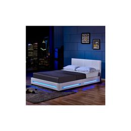 LED Bett ASTEROID - 140 x 200 cm Wei&szlig;