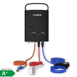 Camplux Tragbarer Gas-Durchlauferhitzer mit Pumpe 10 kW, 5 L/min, Schwarz