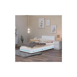 HOME DELUXE LED Bett ASTEROID - 90 x 200 cm Wei&szlig;