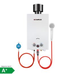 Camplux Outdoor Gas-Durchlauferhitzer 20 kW, 10 L/min, Wei&szlig;
