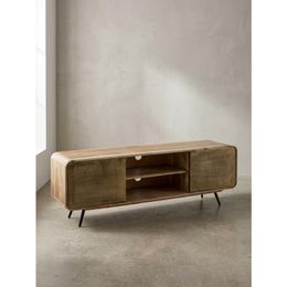 KADIMA DESIGN Lowboard Mango Massivholz Modern Stil 160x55x41 cm mit punzierten T&uuml;ren