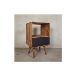 KADIMA DESIGN Retro Nachttisch aus Sheesham-Holz, 70 cm - F&uuml;r hohe Betten, Vintage-Stil