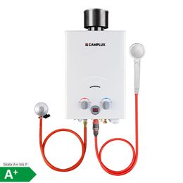 Camplux Outdoor Gas-Durchlauferhitzer 11 kW, 6 L/min, Wei&szlig;