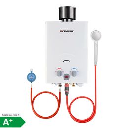 Camplux Outdoor Gas-Durchlauferhitzer 11 kW, 6 L/min, Wei&szlig;