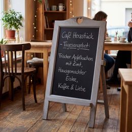Werbetafel MCW-E51, Aufsteller Kreidetafel, 66x37x27cm Shabby-Look Vintage ~ grau