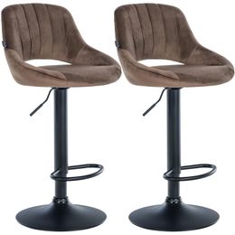 CLP 2er Set Barhocker Milet Samt B - Farbe: braun, Gestellmaterial: Metall matt schwarz