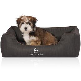 Knuffelwuff Orthop&auml;disches Hundebett Tampa aus laser-gestepptem Kunstleder schwarz M-L