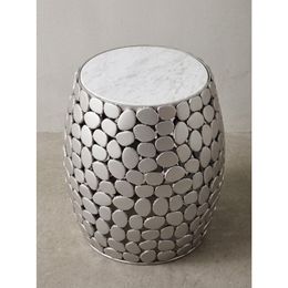 Beistelltisch Marmor Silber-Wei&szlig; &Oslash; 40x46 cm - DIEMEL KADIMA DESIGN