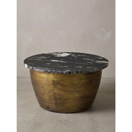 Couchtisch Marmor Schwarz-Gold &Oslash; 60x34 cm - HAVEL KADIMA DESIGN