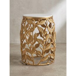 Beistelltisch Marmor Gold-Wei&szlig; &Oslash; 40x46 cm - ALASSIO KADIMA DESIGN