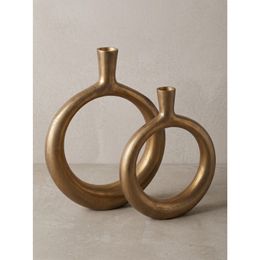 Vasen 2er-Set Aluminium Gold 35x7x45 cm - BAVENO KADIMA DESIGN