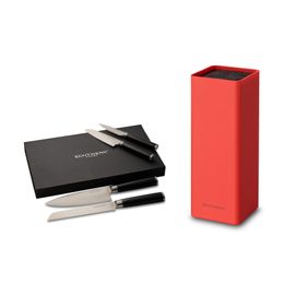 ECHTWERK Damastmesser-Set 4tlg. inkl. Messerblock &bdquo;Square&ldquo; &ndash; Rot