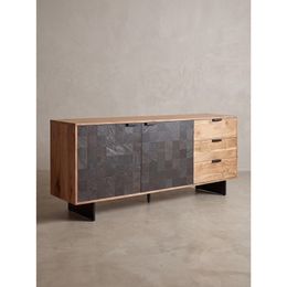 KADIMA DESIGN Kommode Akazie Massivholz Akazie-Schwarz 175x40x76 cm Kadima