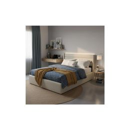 Home Deluxe LED Bett SORINA Beige - 140 x 200 cm