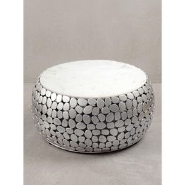 Couchtisch Marmor Silber-Wei&szlig; &Oslash; 66x32 cm - DIEMEL KADIMA DESIGN