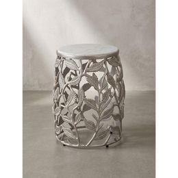 Beistelltisch Marmor Silber-Wei&szlig; &Oslash; 40x46 cm - ALASSIO KADIMA DESIGN