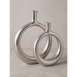 Vasen 2er-Set Aluminium Silber 35x7x45 cm - BAVENO KADIMA DESIGN