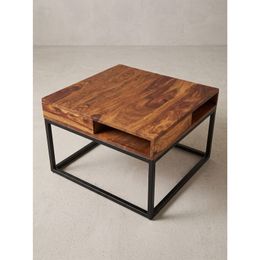 KADIMA DESIGN Couchtisch Dunkles Massivholz-Schwarz 60x60x40 cm - SAZAVA Kadima