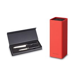 ECHTWERK Damastmesser-Set 2tlg. inkl. Messerblock &bdquo;Square&ldquo; &ndash; Rot